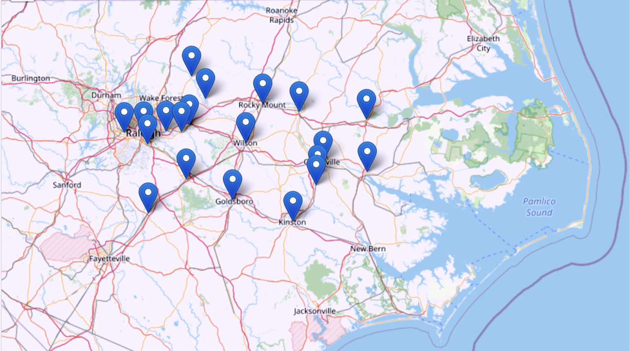 Plumbing Service Areas in North Carolina - Fixed-NC